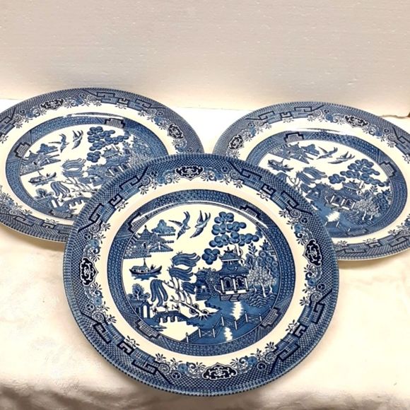 Churchill | Dining | Setof 3 Churchill Blue Willow Dinner Plates Made ...